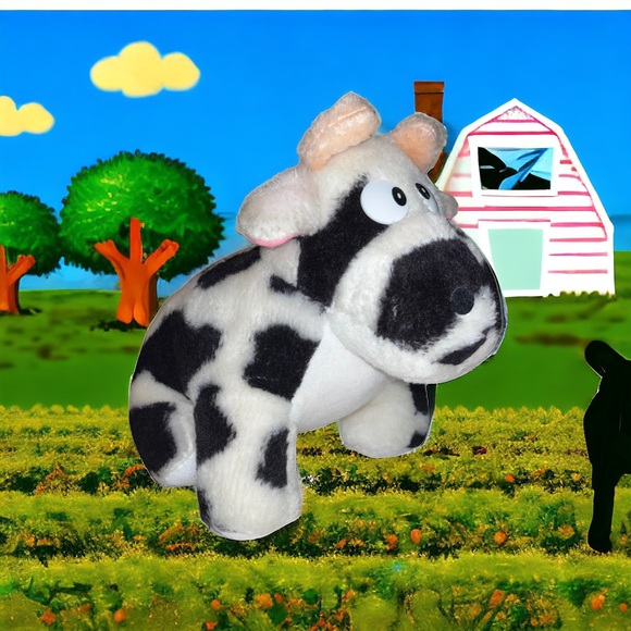 Toys | 1991 Vtg Acme Black White Baby Cow Bill Stuffed Animal Plush ...